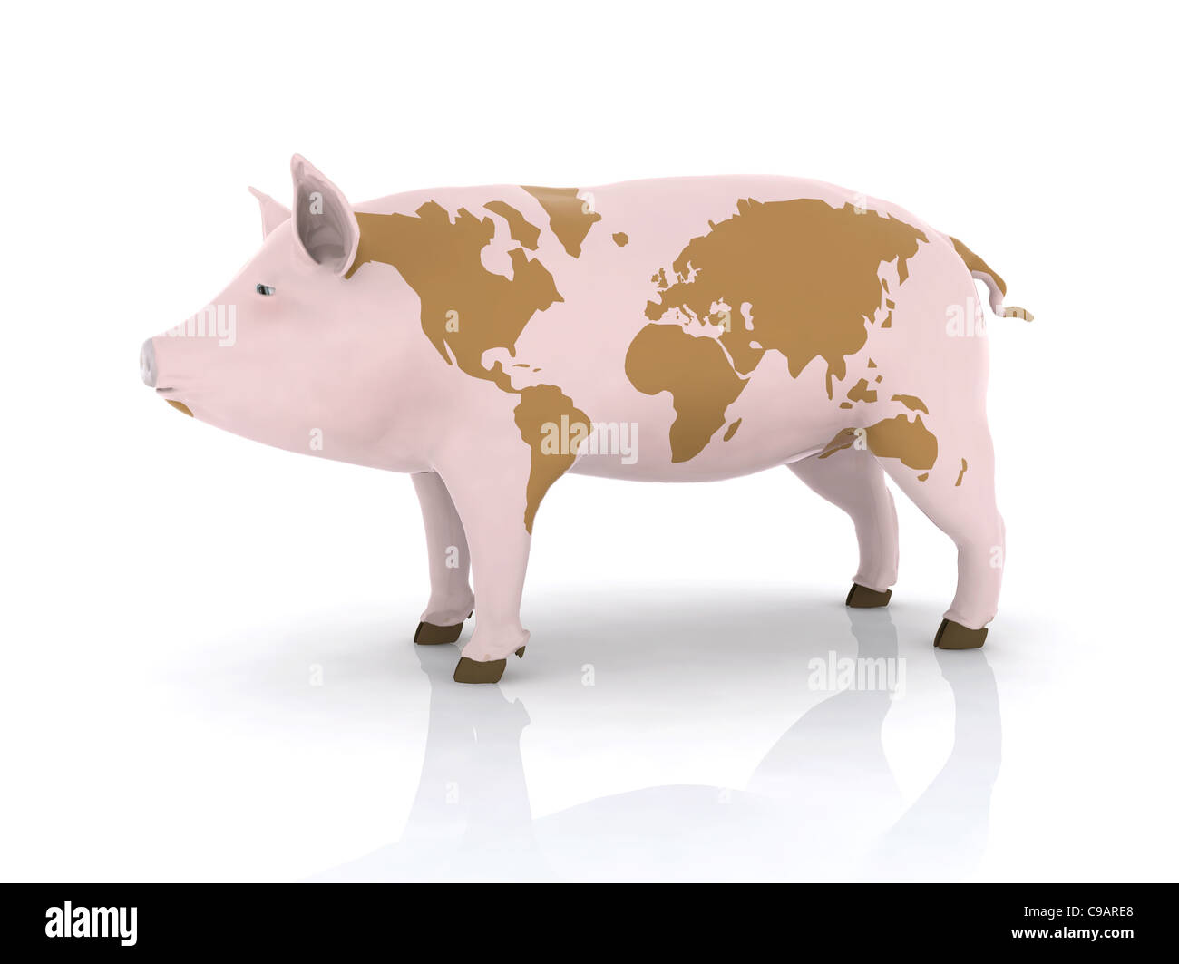pork with world map on the skin Stock Photo - Alamy