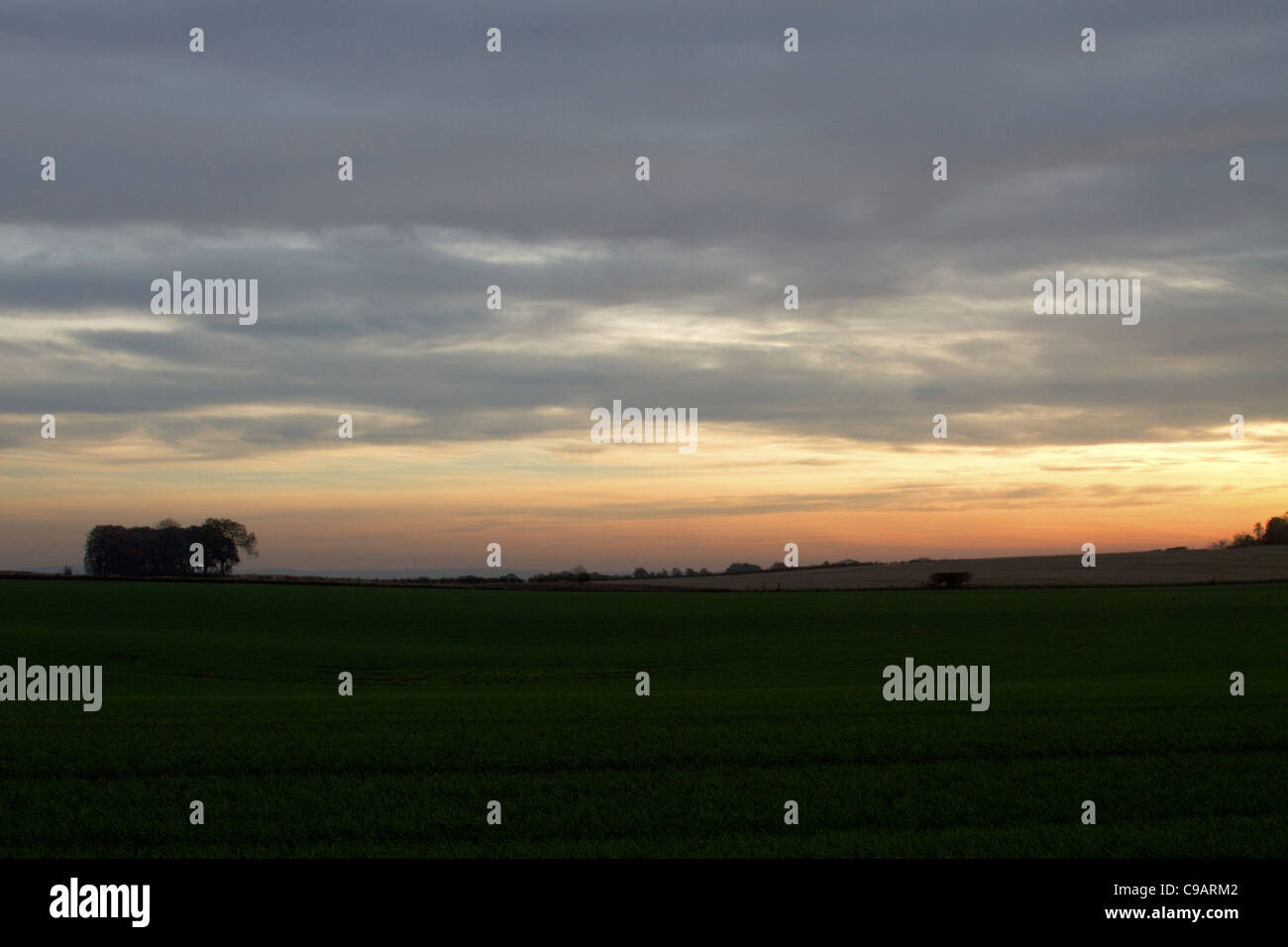 Sunrise over farmland Stock Photo - Alamy