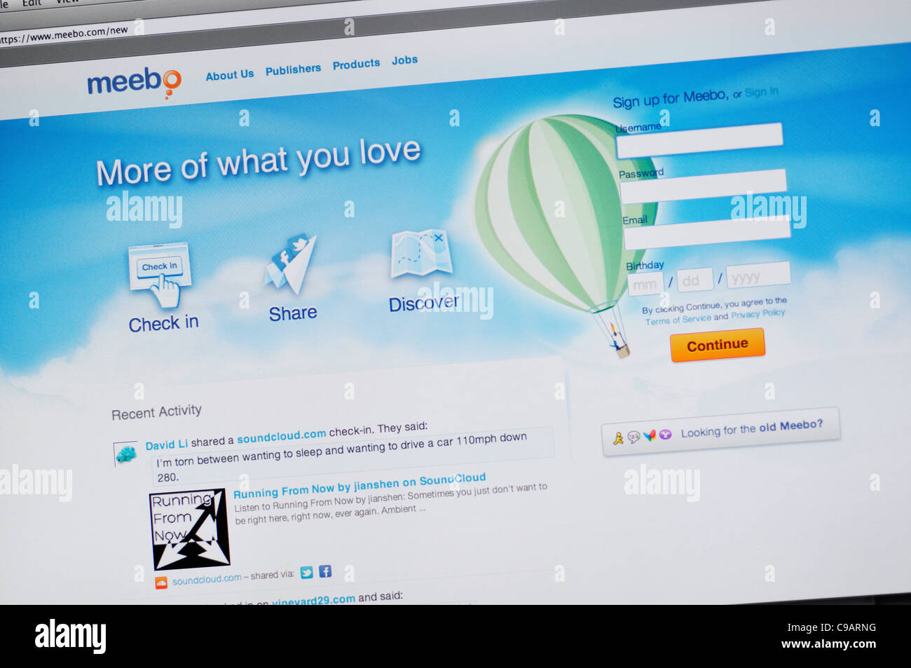 Meebo instant messaging website Stock Photo - Alamy