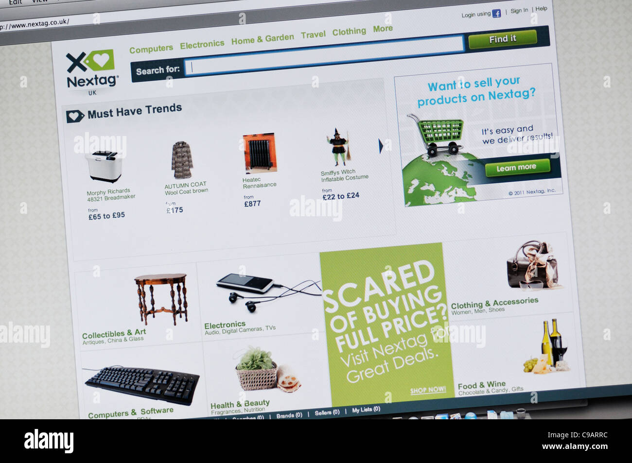 Nextag shopping website Stock Photo - Alamy