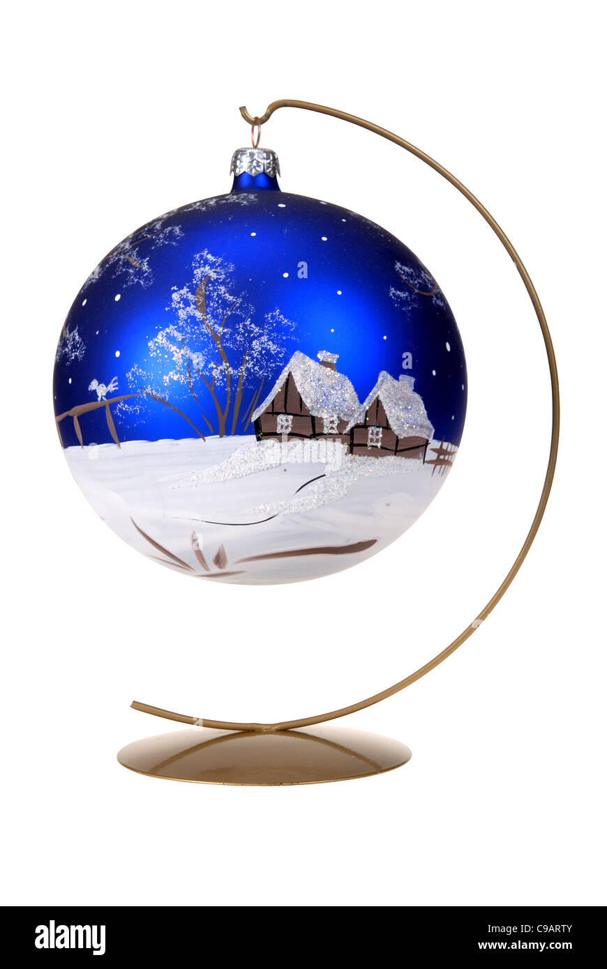 Christmas decorations blue glass Cut Out Stock Images & Pictures - Alamy