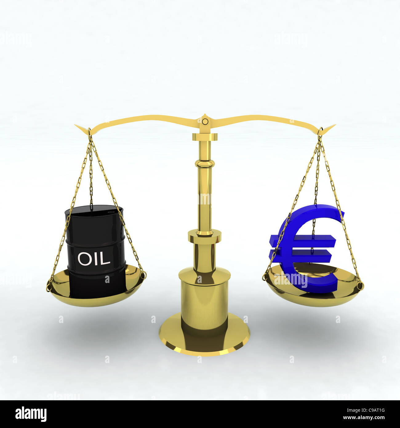balance with bin oil and euro sign Stock Photo - Alamy