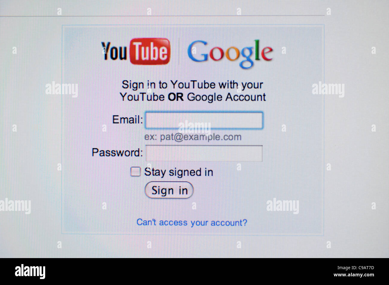 Youtube website login Stock Photo - Alamy