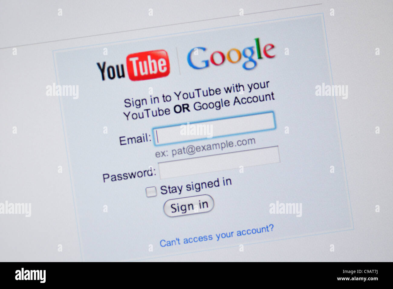 Youtube website login Stock Photo - Alamy