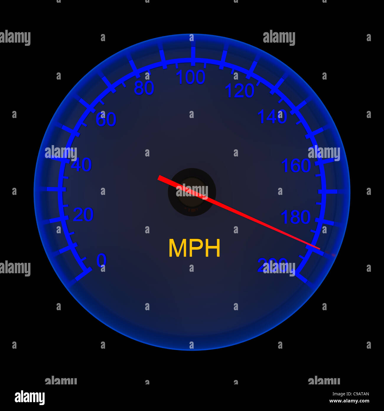 Dark blue shone speedometer on a black background Stock Photo - Alamy