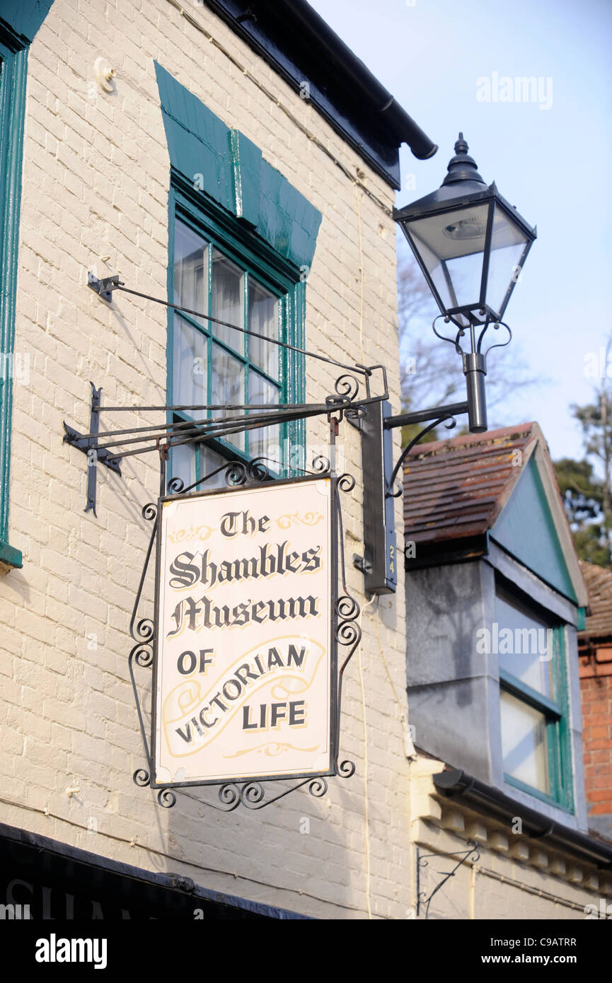 The sign outside of the Shambles Victorian Village in Newent ...