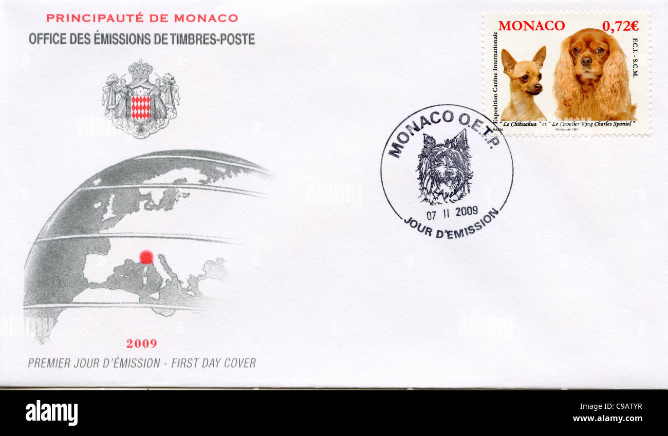 Monaco postage stamp on First Day Cover envelope Stock Photo - Alamy