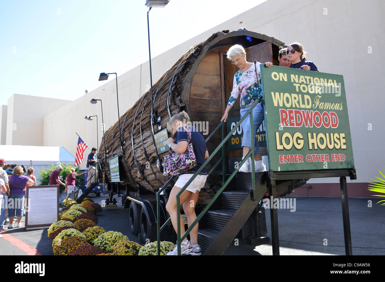 Texas State Fair, Dallas, Texas, USA - Redwood log house Stock Photo ...
