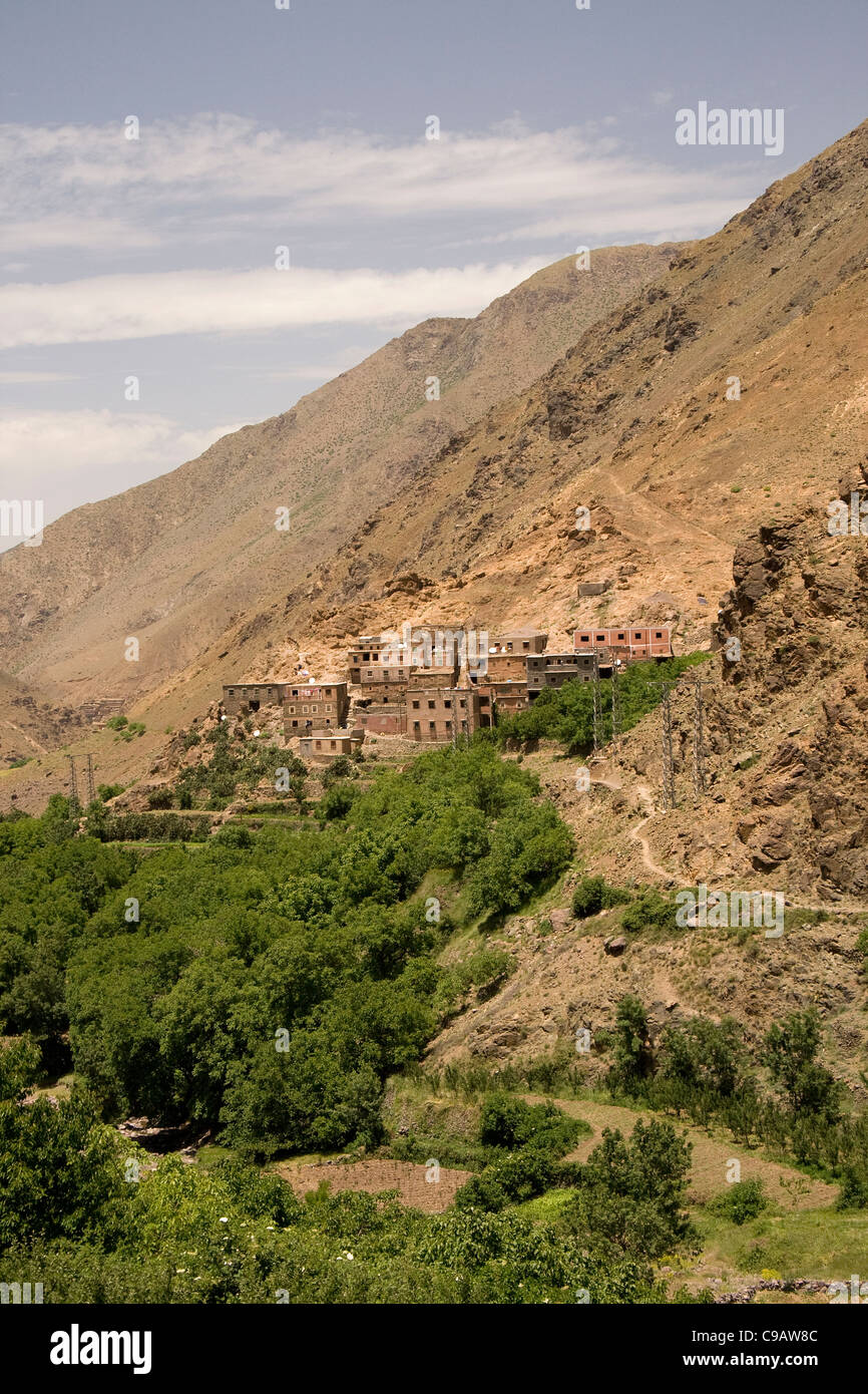 A view of Berber Houses in a Berber Village and a mountain pass in the ...