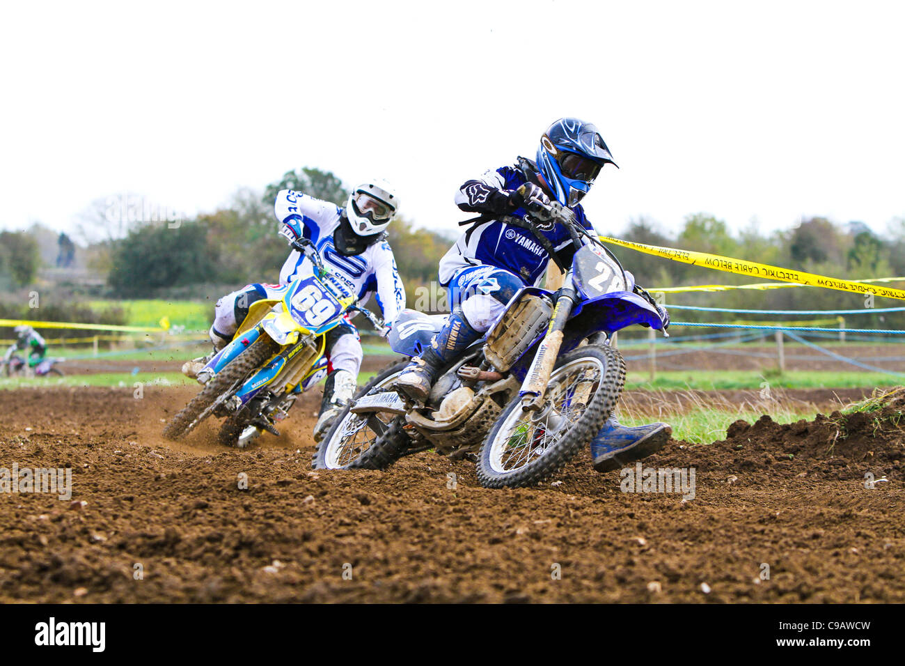 Motocross riders at an Amateur Motor Cycle Association (AMCA) event ...