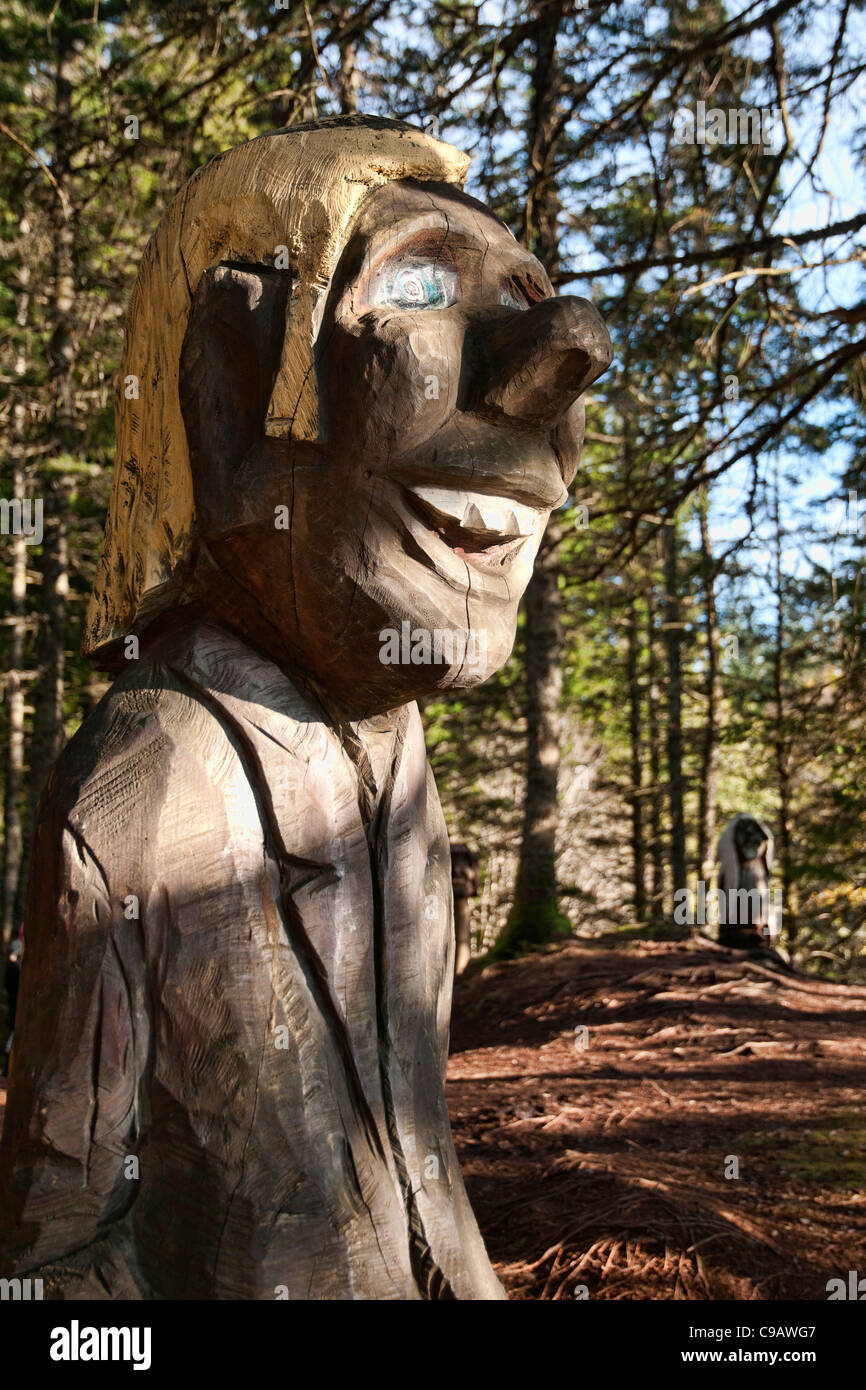 The trolls forest on top of Mt. Fløyen, in Bergen Norway Stock Photo ...