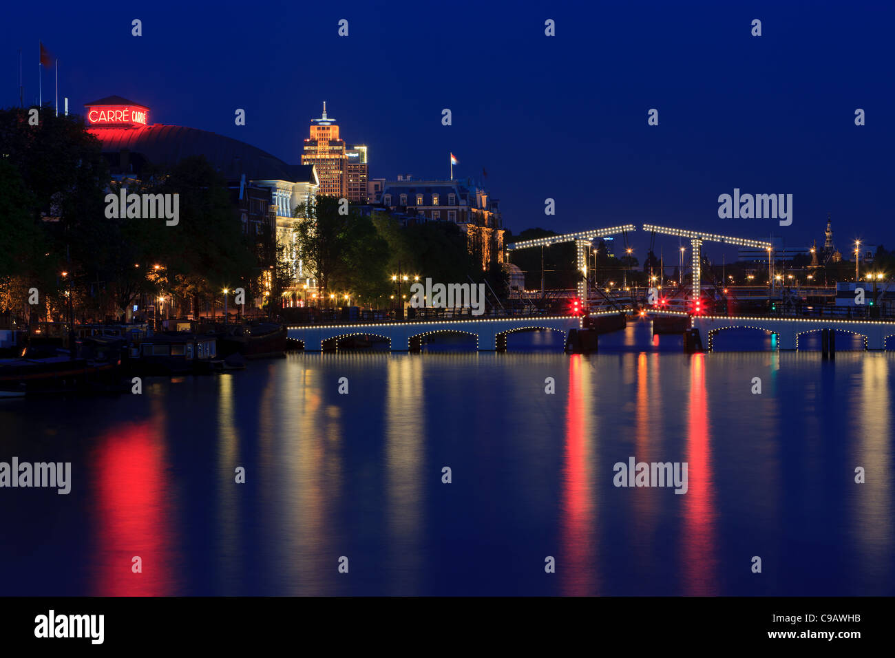 Blue Hour Amsterdam with the view on the Magere Brug (Skinny Bridge ...
