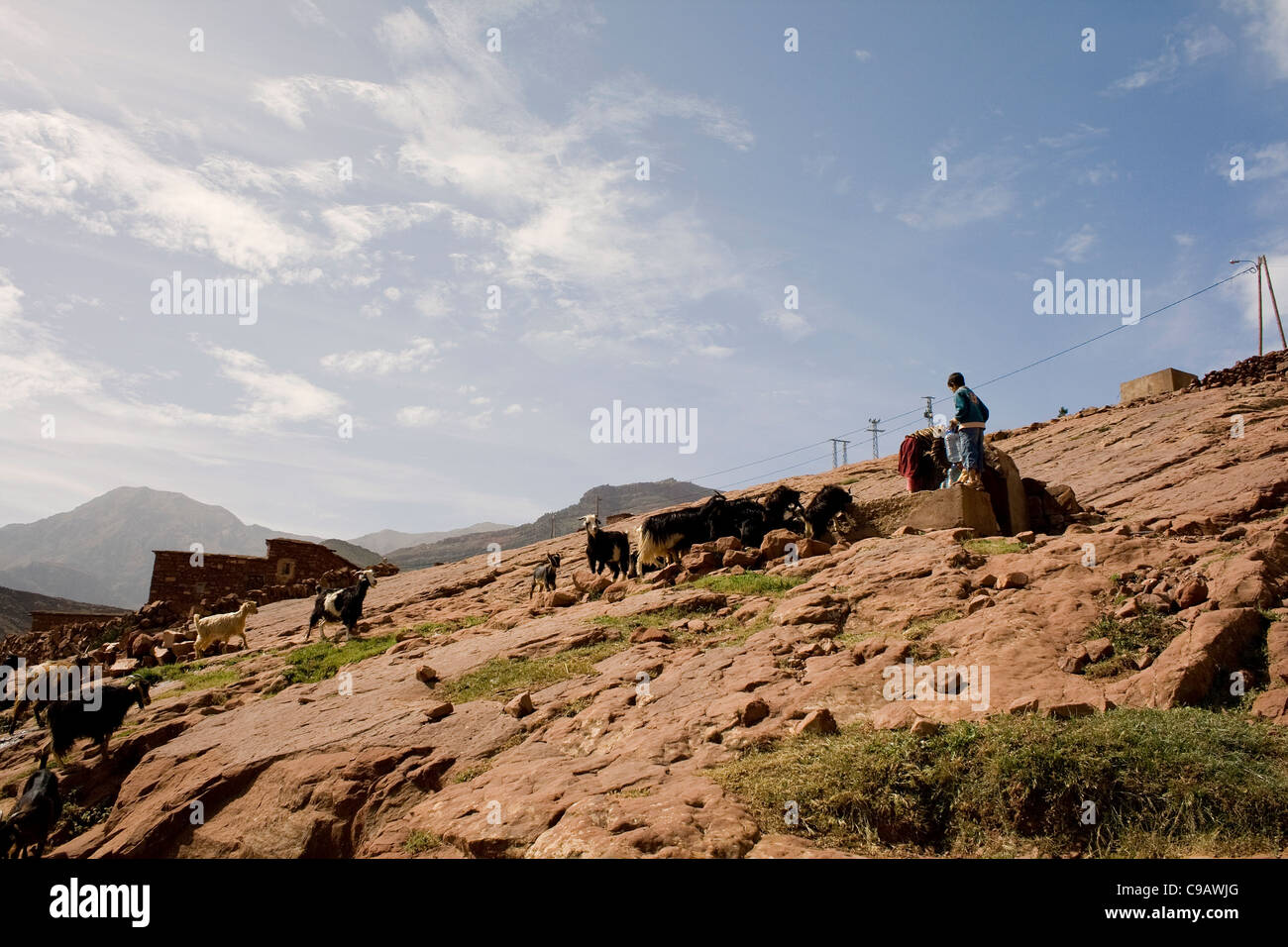 Two young Moroccan boys fetching water from the well Stock Photo - Alamy