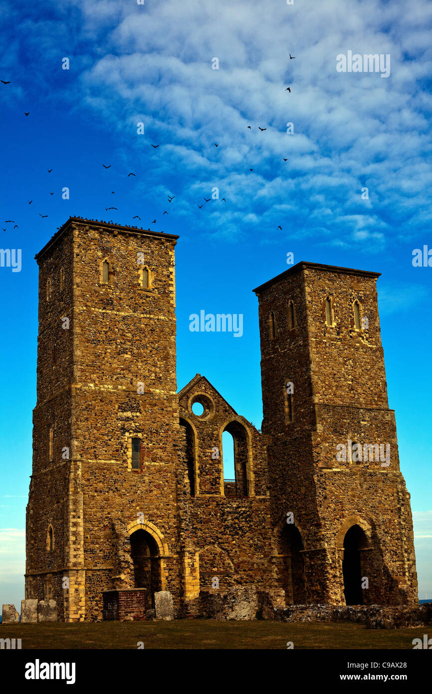 The towers of the medieval church of Saint Mary's at Reculver Village ...