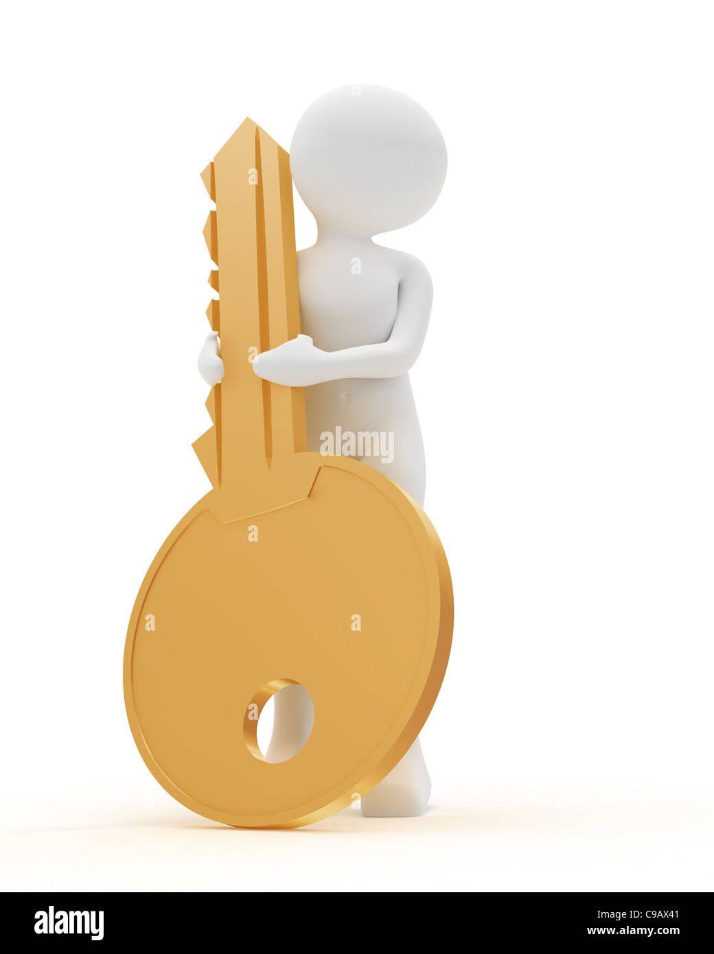 3d render: person with key Stock Photo - Alamy