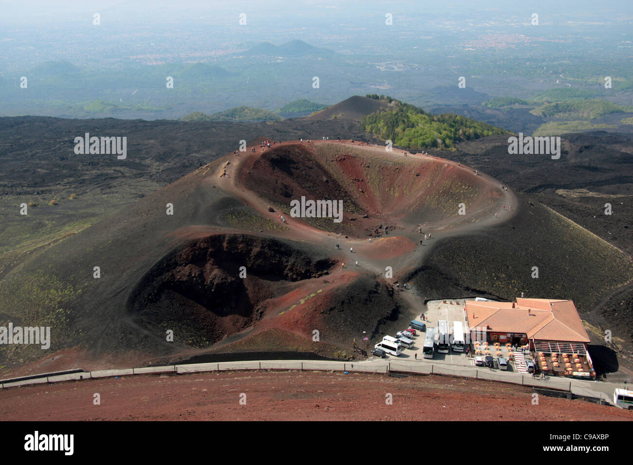 Hikers Visitors Mt. Etna Lava Rock Volcano Taormina Sicily ...