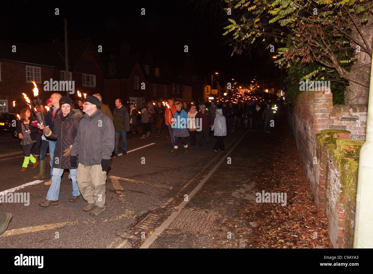 Torchlight procession along Broad street on bonfire night, New ...