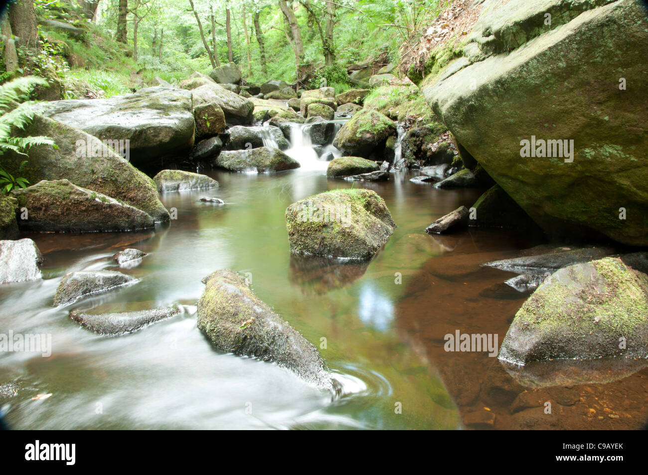 Stream with waterfall Stock Photo - Alamy