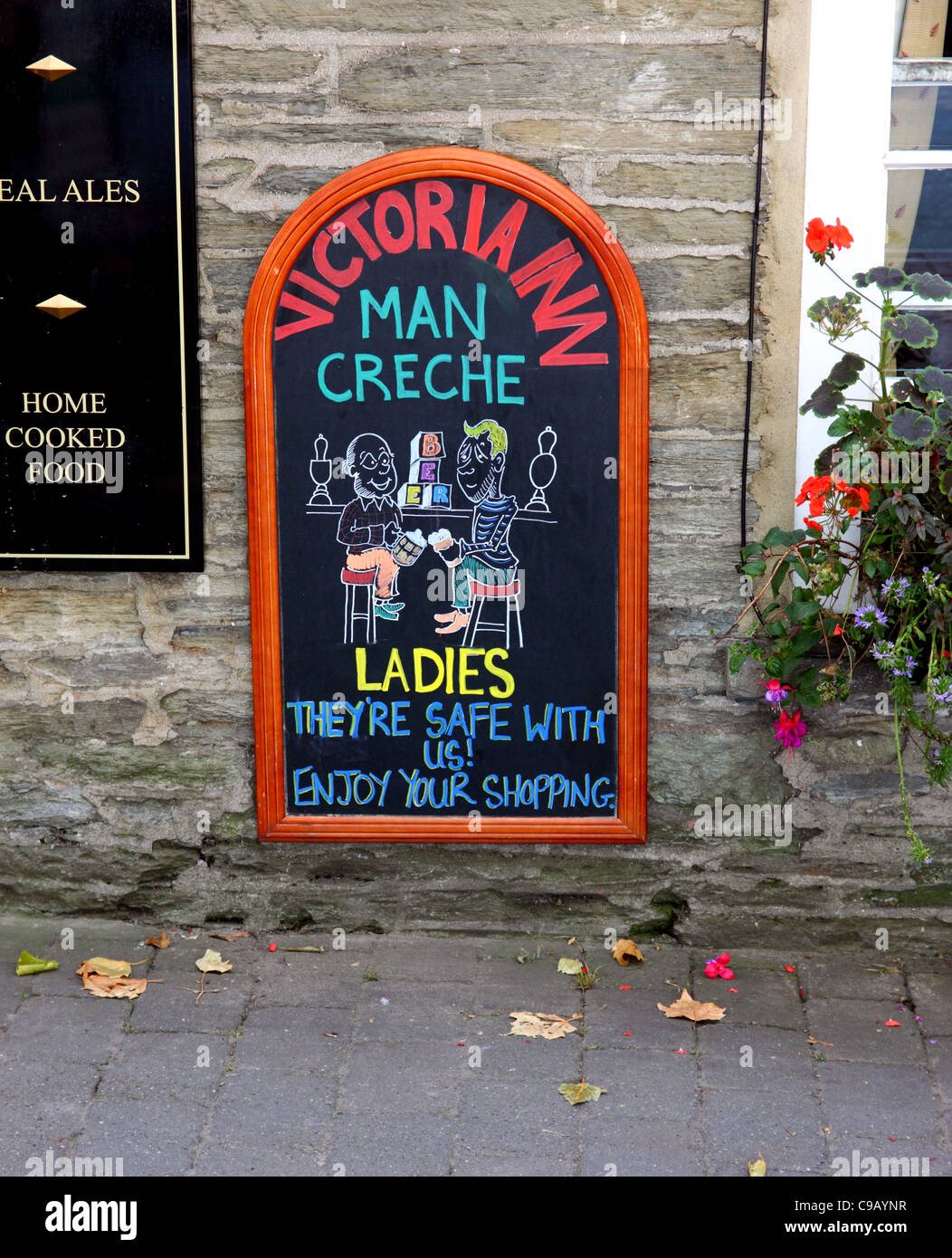 "Man creche" sign Stock Photo - Alamy