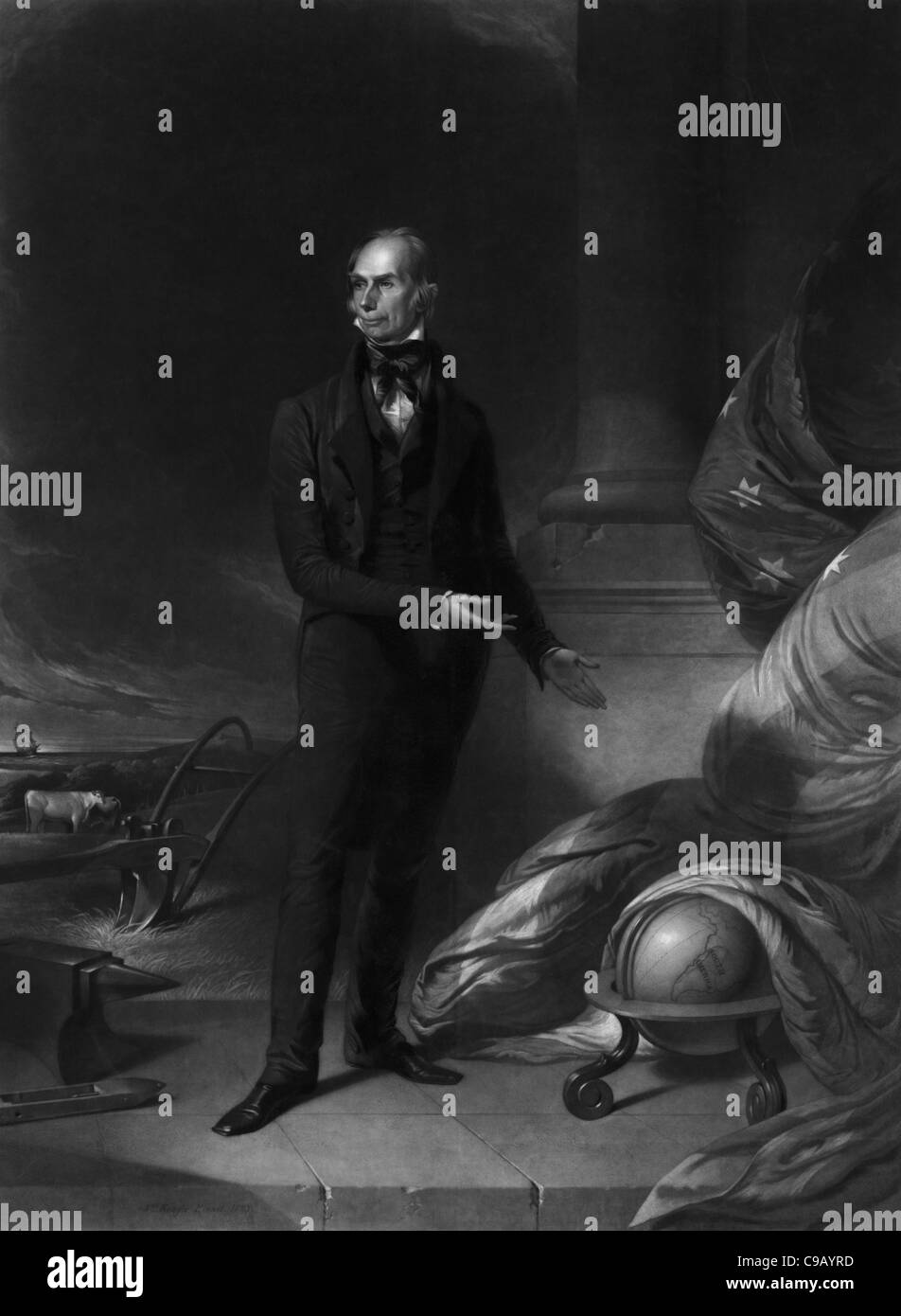 Vintage portrait engraving of American statesman and orator Henry Clay ...