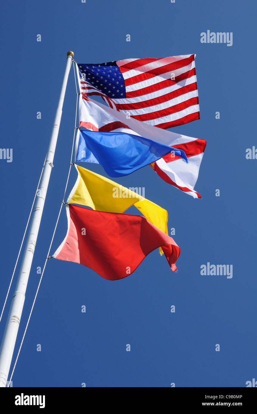 American national flags flying from flagpole hi-res stock photography ...