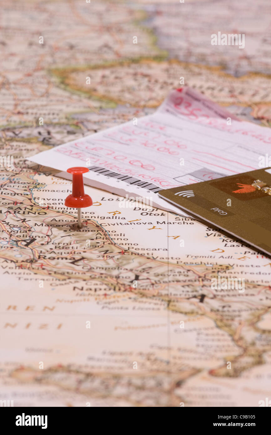 pins showing the location of a destination point on a map Stock Photo ...