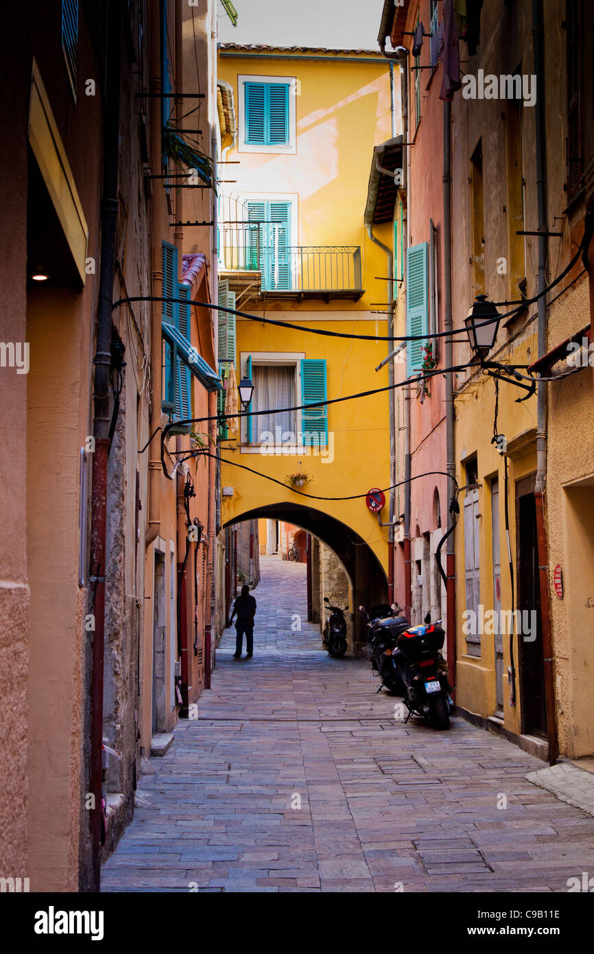 Back alley in Villefranche, France Stock Photo - Alamy