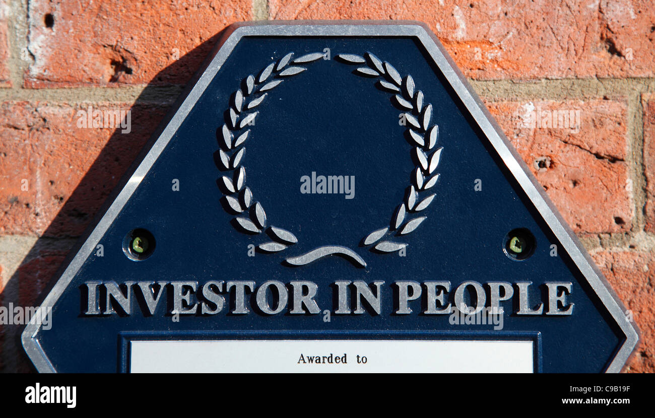 An Investor In People plaque on business premises in Nottingham ...