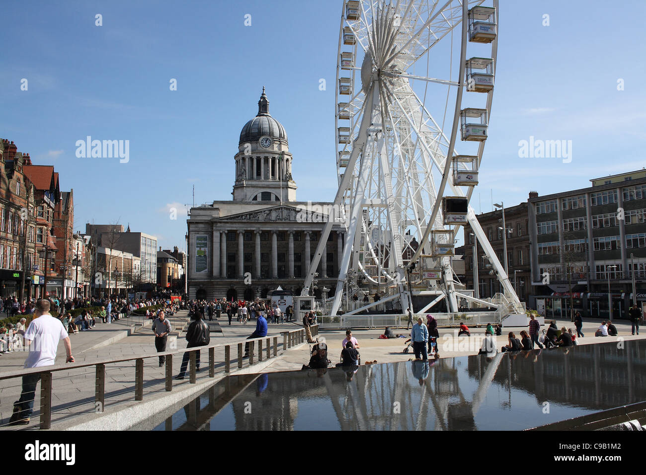 Nottingham City Centre featuring a big wheel ride Stock Photo - Alamy