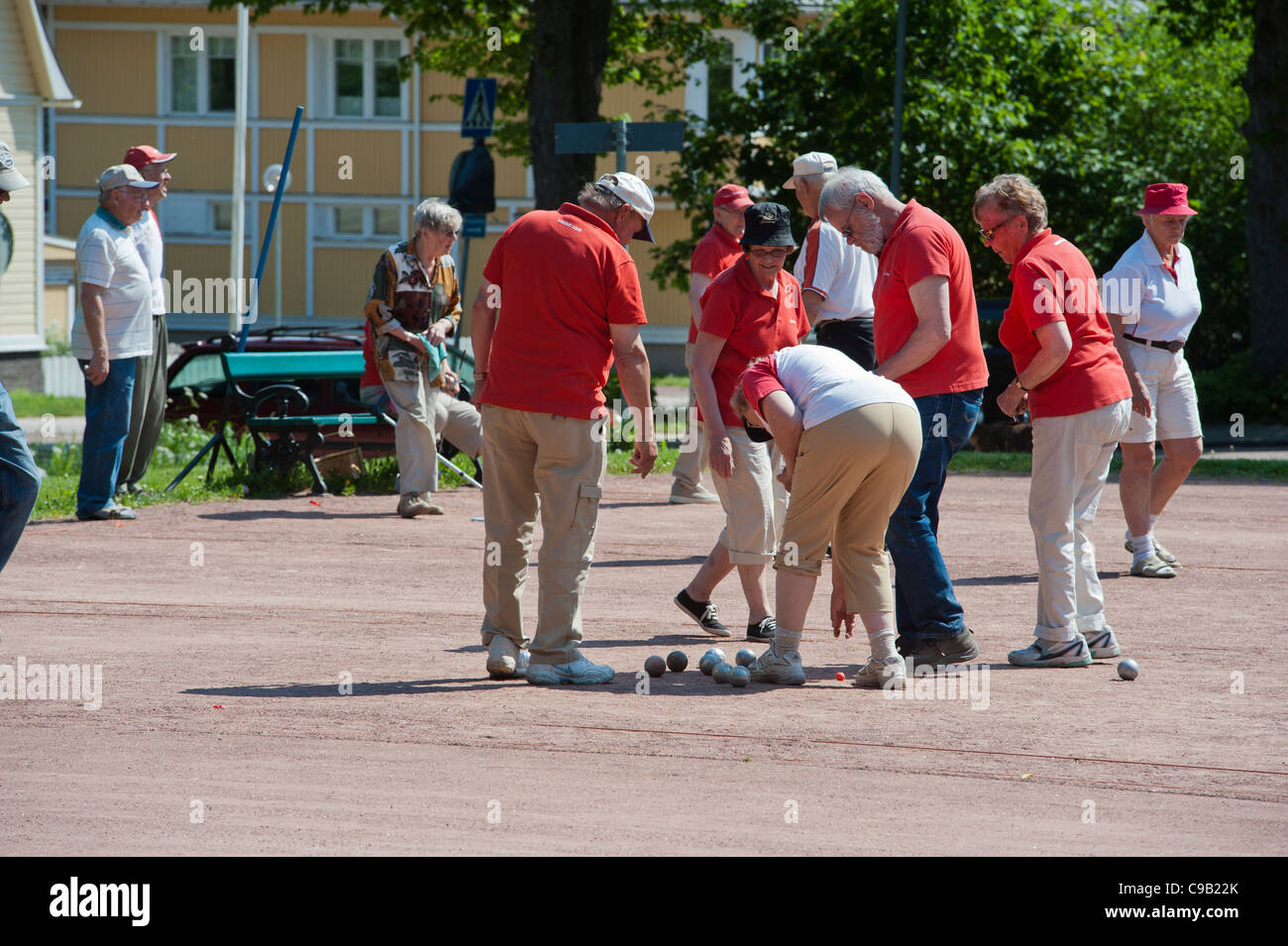 Elderly people playing boules hi-res stock photography and images - Alamy