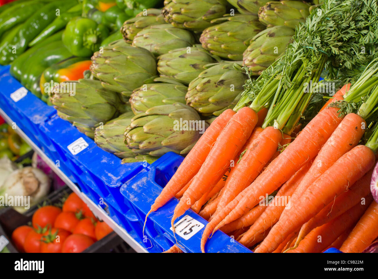 Fresh produce on display, full frame take Stock Photo - Alamy