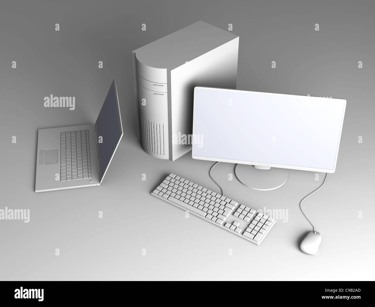 Laptop and desktop Stock Photo - Alamy