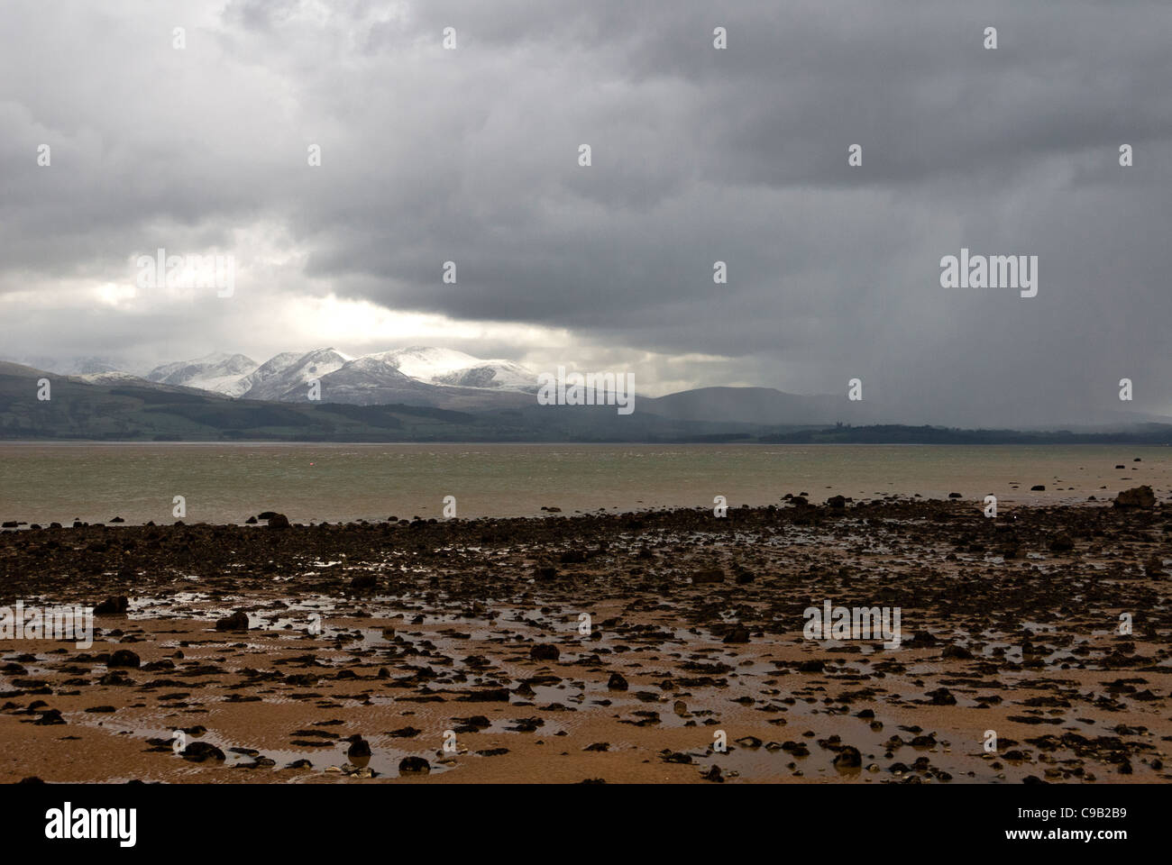 Menai strait with a view of some of the snowdonia range from the ...