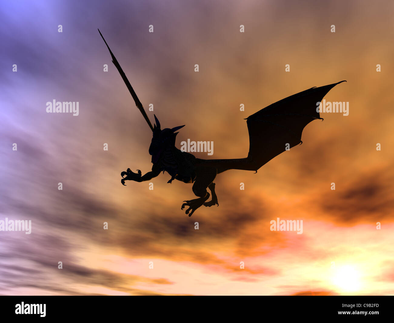 Sunset sky dragon flying hi-res stock photography and images - Alamy