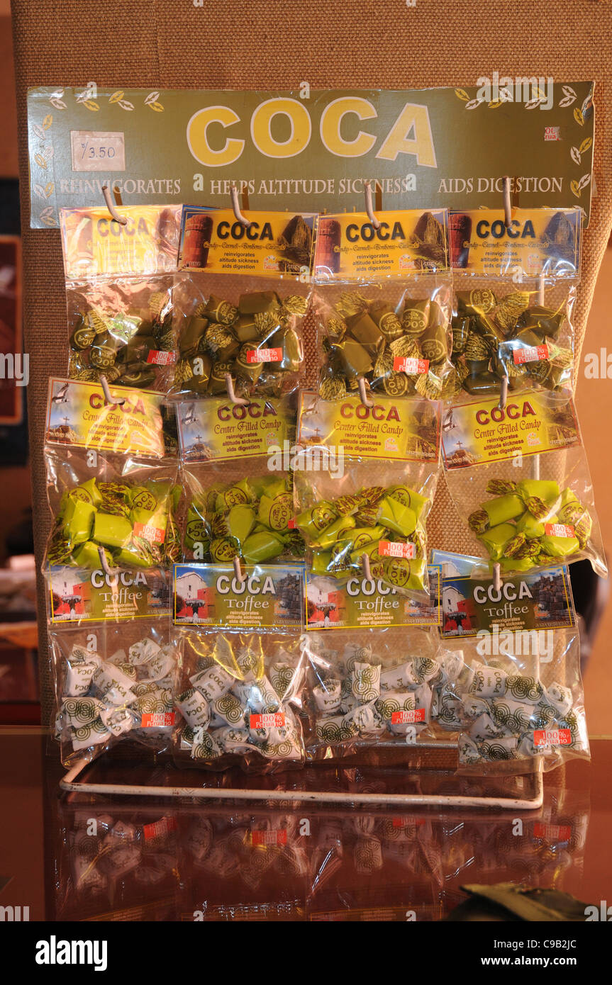Coca leaf sweets for sale in Bolivia Stock Photo - Alamy