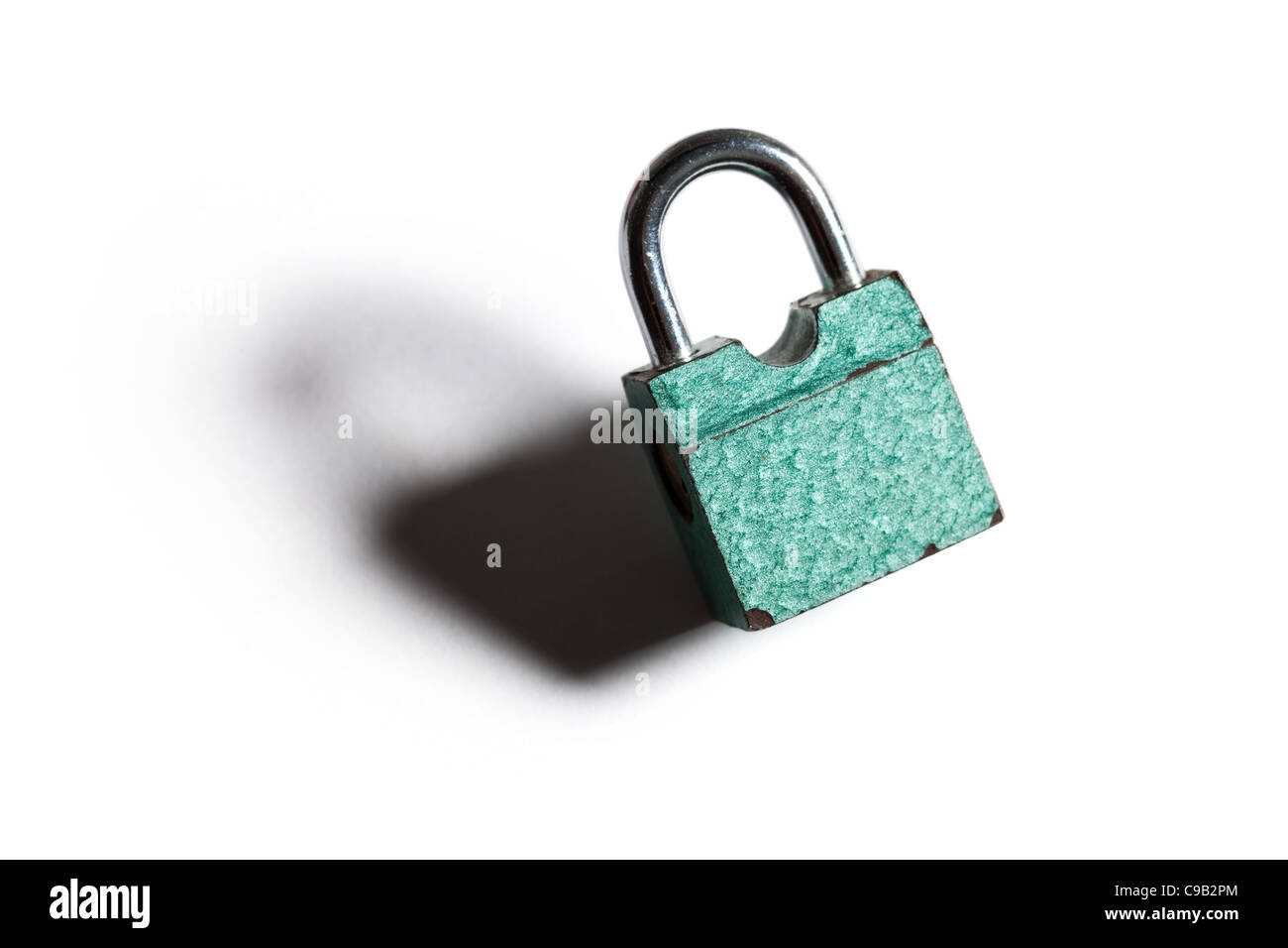 green lock with white background Stock Photo - Alamy