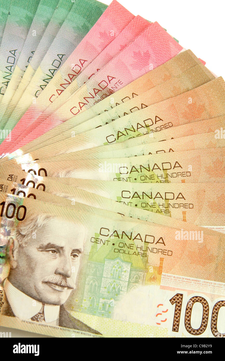 canadian dollars with white background, business concept Stock Photo ...