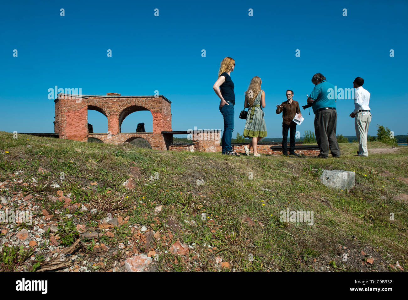 Guided tour of Bomarsund Fortress. Aland Island Finland Stock Photo - Alamy