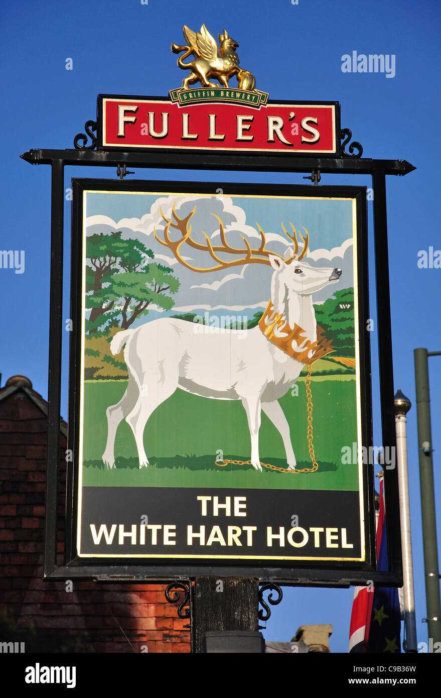 The White Hart Hotel sign, High Street, Hampton Wick, Royal Borough of ...