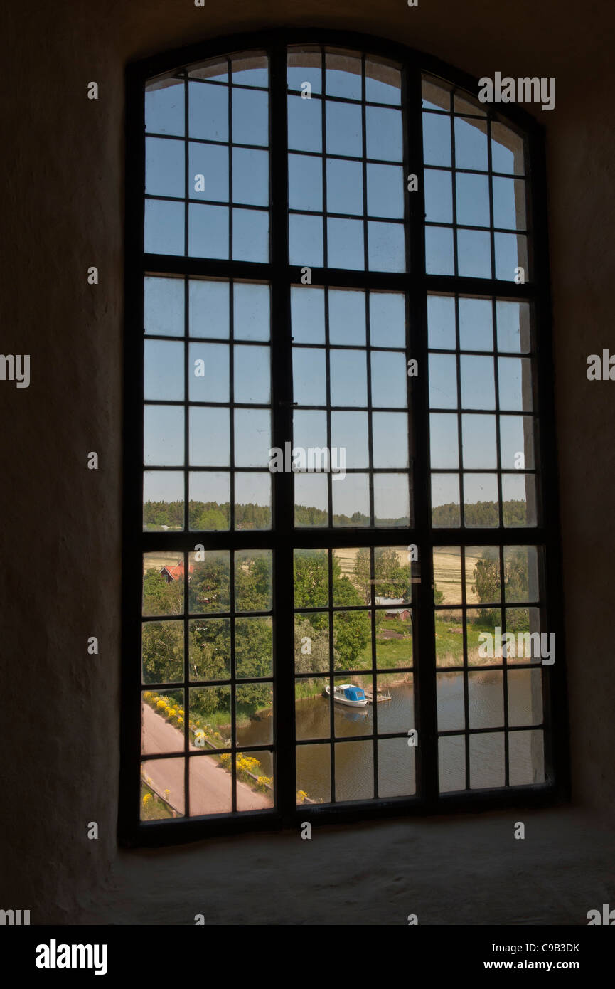 view through an arched window at Kastelholm Castle Åland island Finland ...