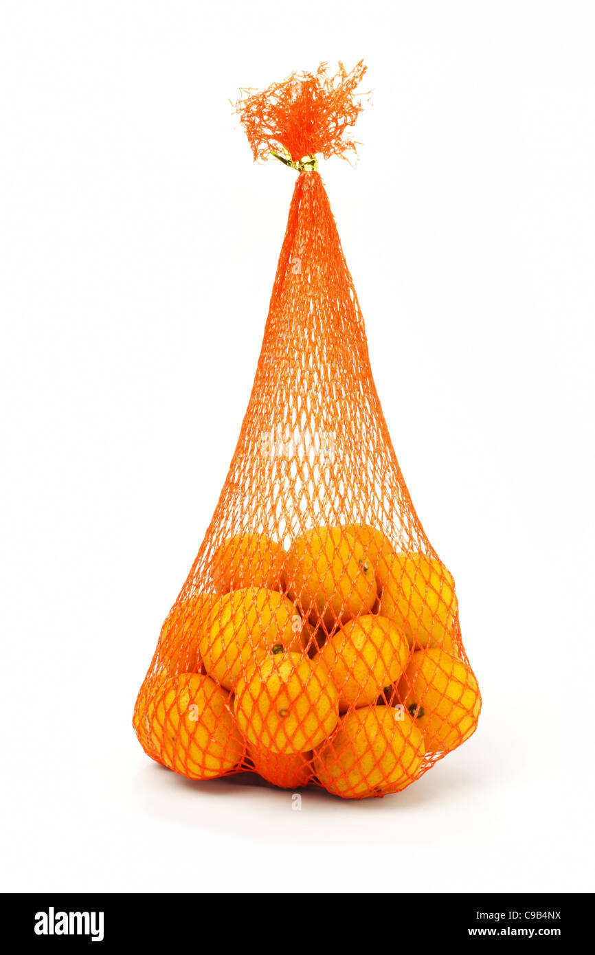 Sack of mandarin oranges for Chinese New Year Stock Photo - Alamy