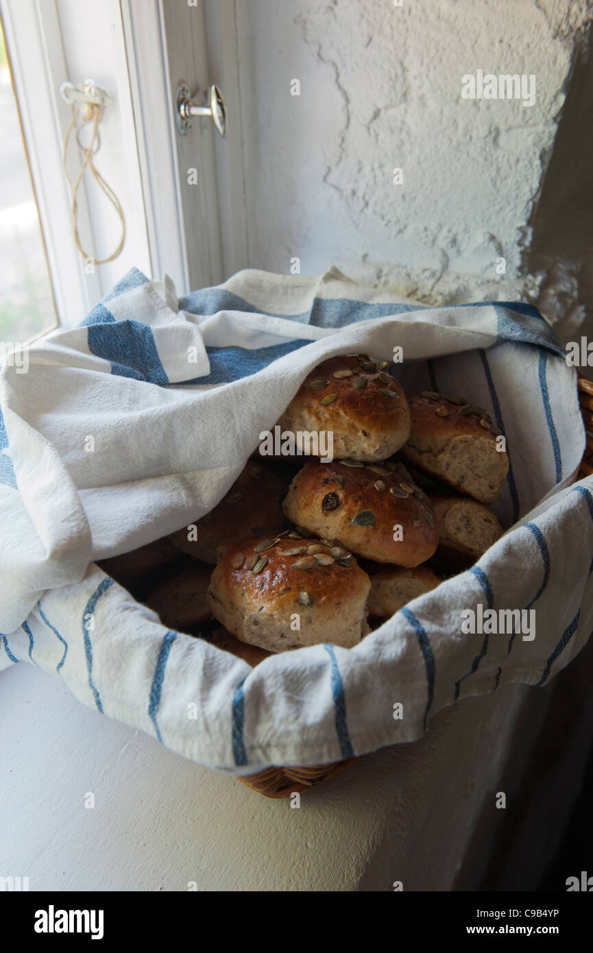 A bowl of fresh bread rolls. Finland Stock Photo - Alamy