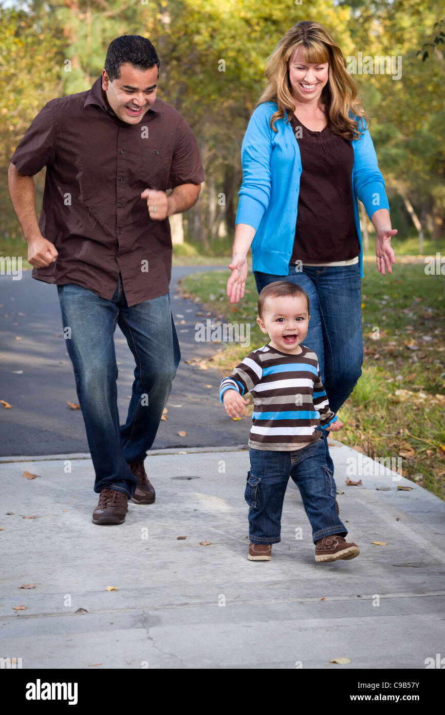 Hispanic Family Walking