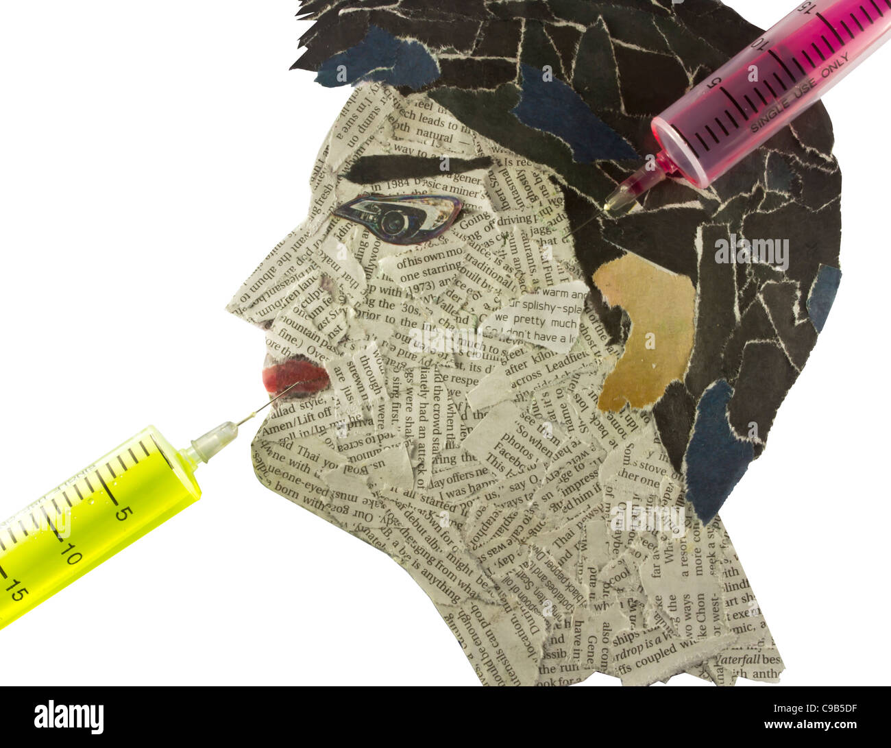 concept of An human head need an injection made with newspaper Stock ...