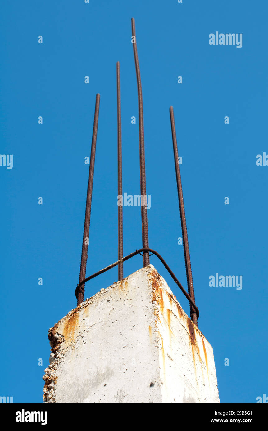 Old reinforcing steel protruding from hi-res stock photography and ...