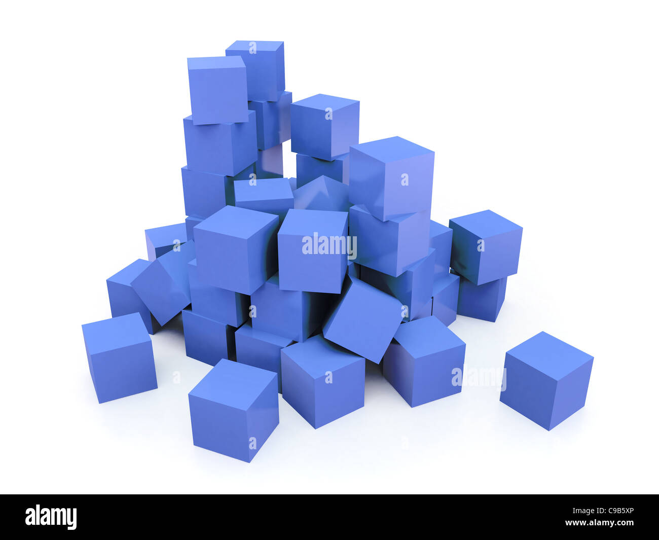 of scattered blue cubes on white background Stock Photo - Alamy