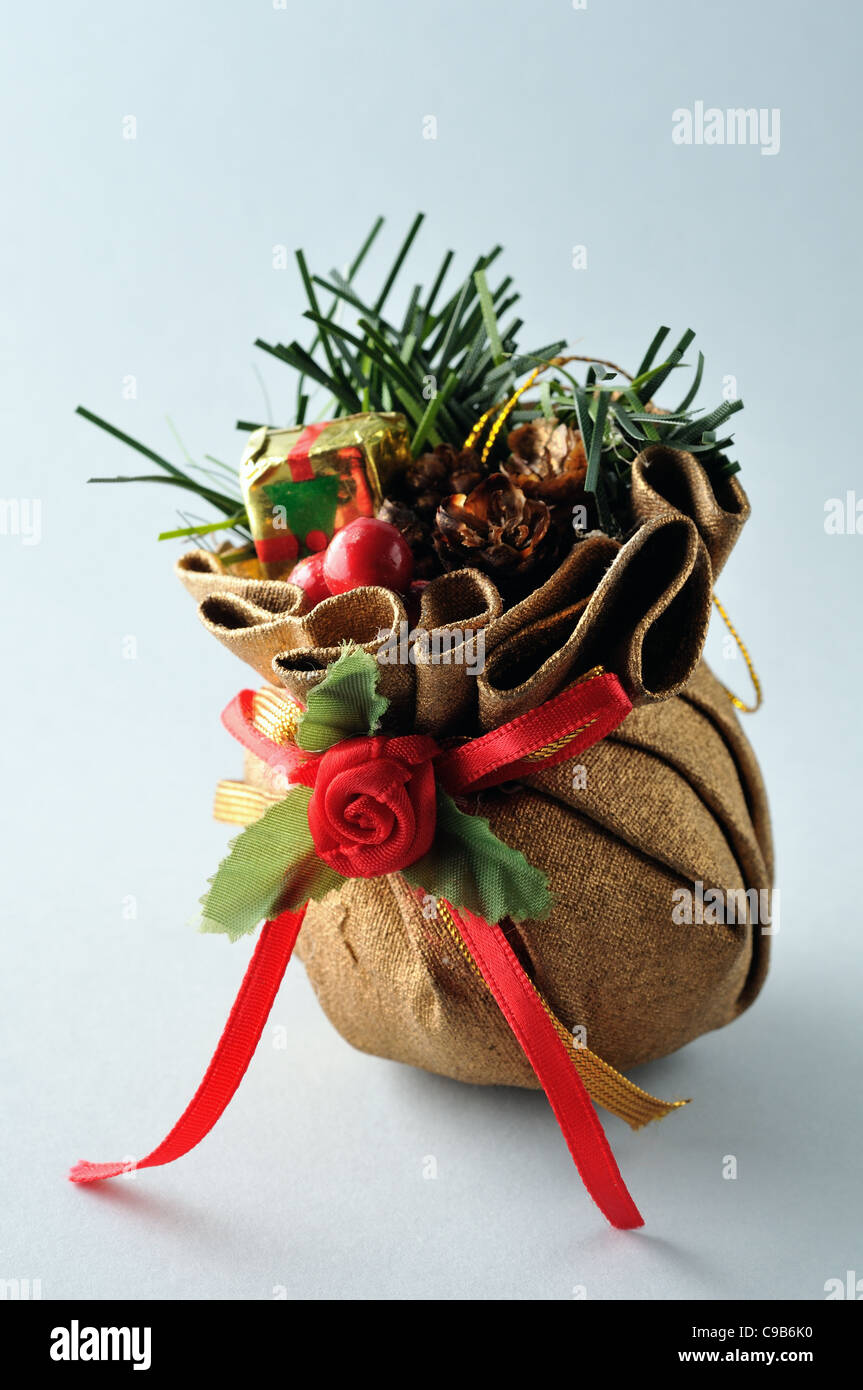 Sack with gifts of Christmas tree Stock Photo - Alamy