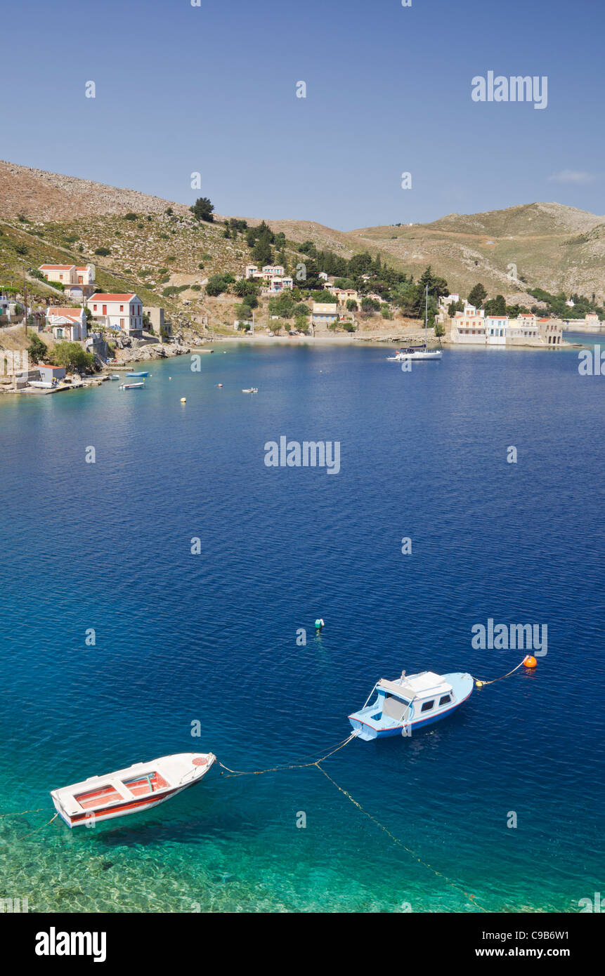 Symi Island coastal views from the road to Emborios, Greece Stock Photo ...