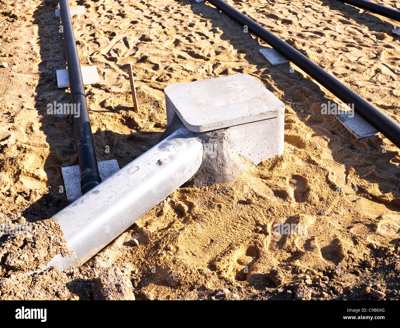 Newly constructed ground-water drainage system - France Stock Photo - Alamy