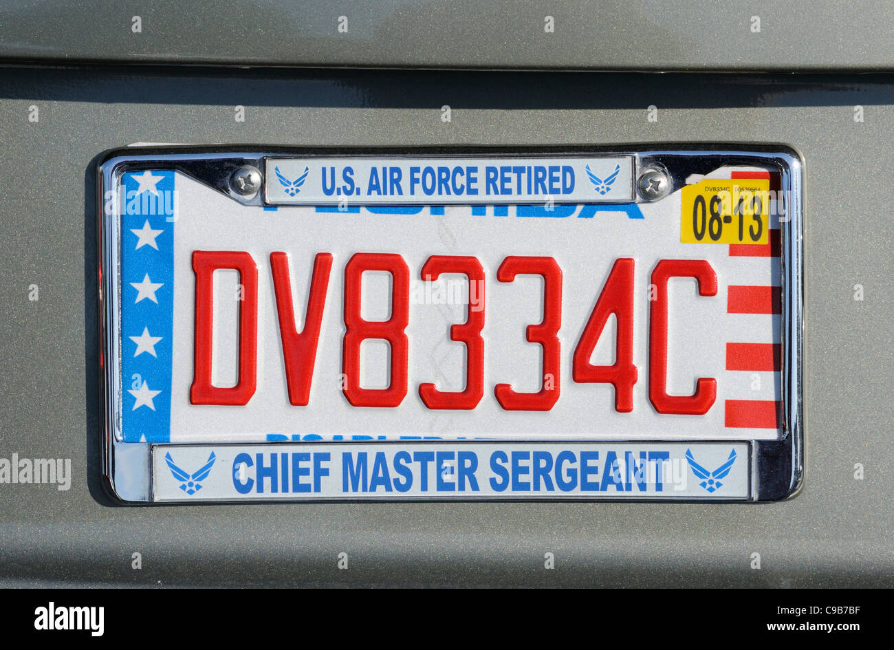 License plate of a chief master sergeant retired US Air Force Stock ...